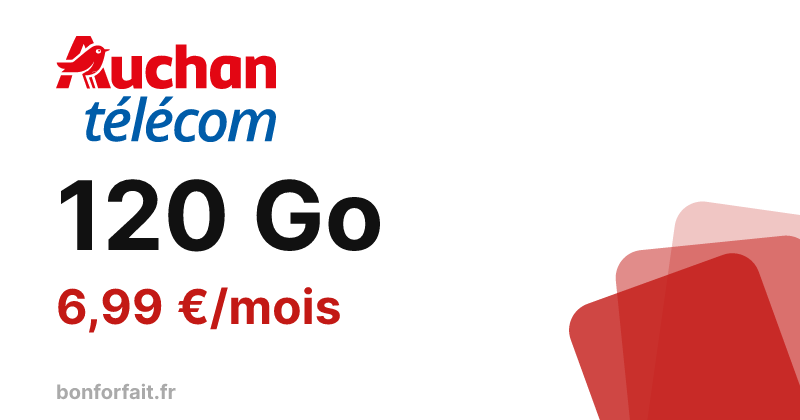 Forfait Auchan 120 Go à 6,99 € | Bon Forfait